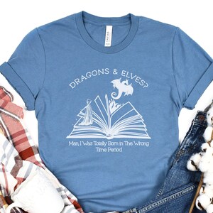 Medieval Mythical Dragon and Elf Cosplay Book Themed Shirt for ...