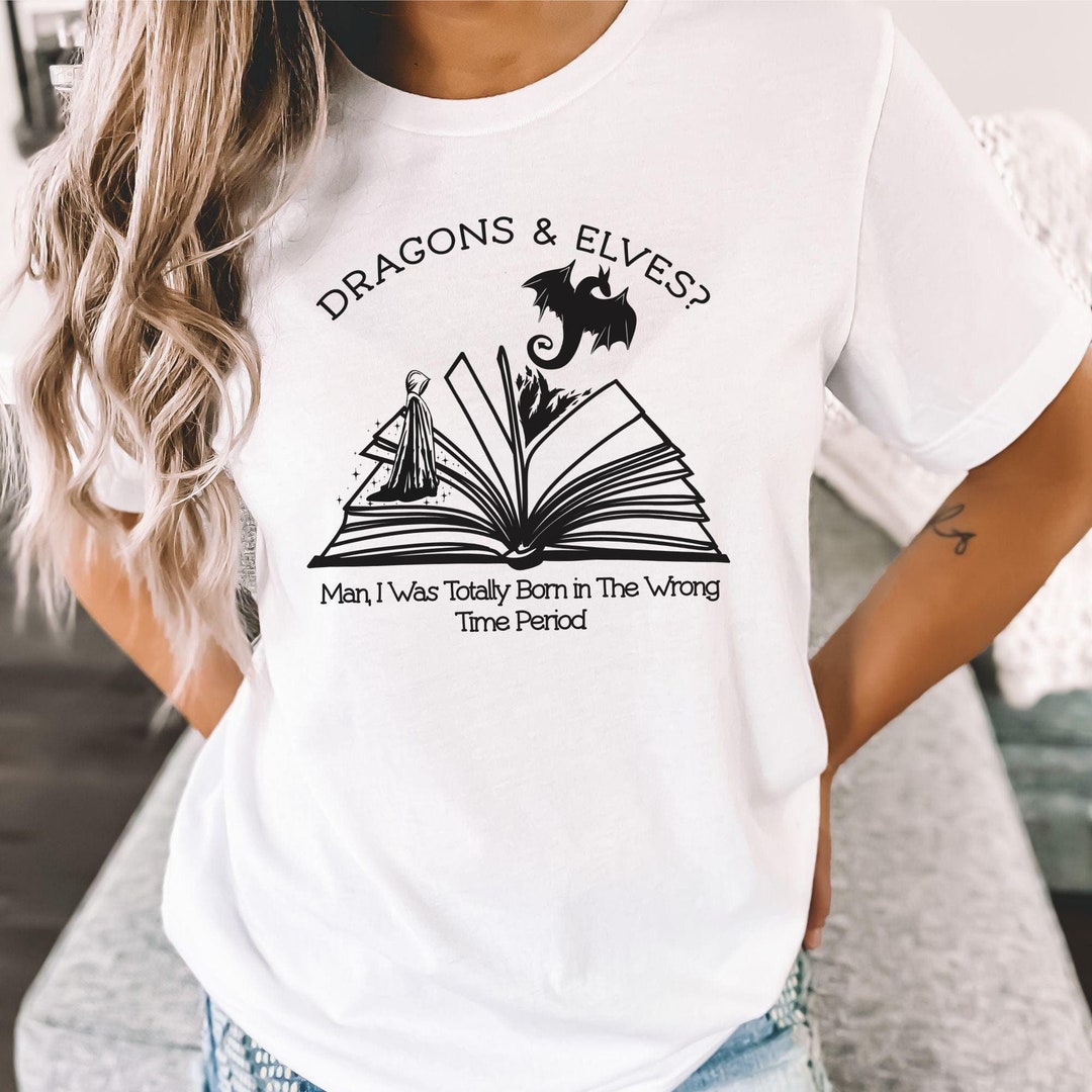 Medieval Mythical Dragon and Elf Cosplay Book Themed Shirt for ...