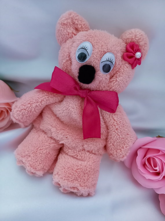 Towel Pink Teddy Bear Towel Teddy Bear Pink Teddy Bear Etsy