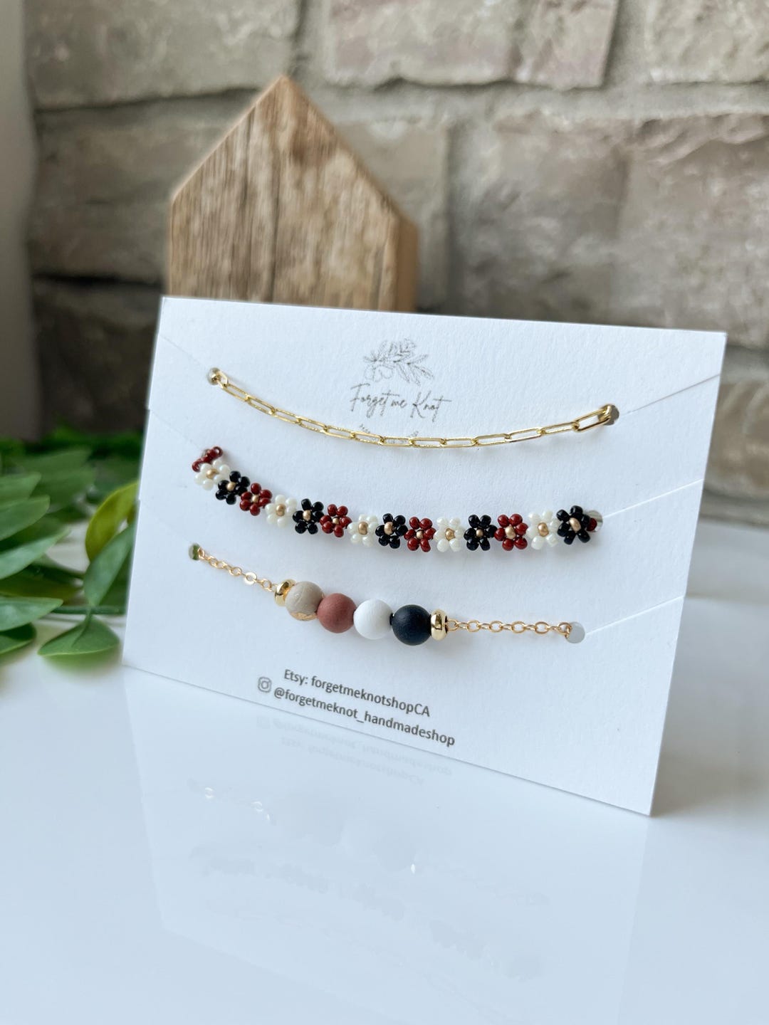 STACKED RUST Bracelet Set, 18k Gold Plated Bracelet, Handmade ...