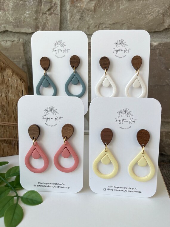 ForgetMeKnotShopCA Matte Drops Clay Earrings Handmade Polymer Clay Earrings