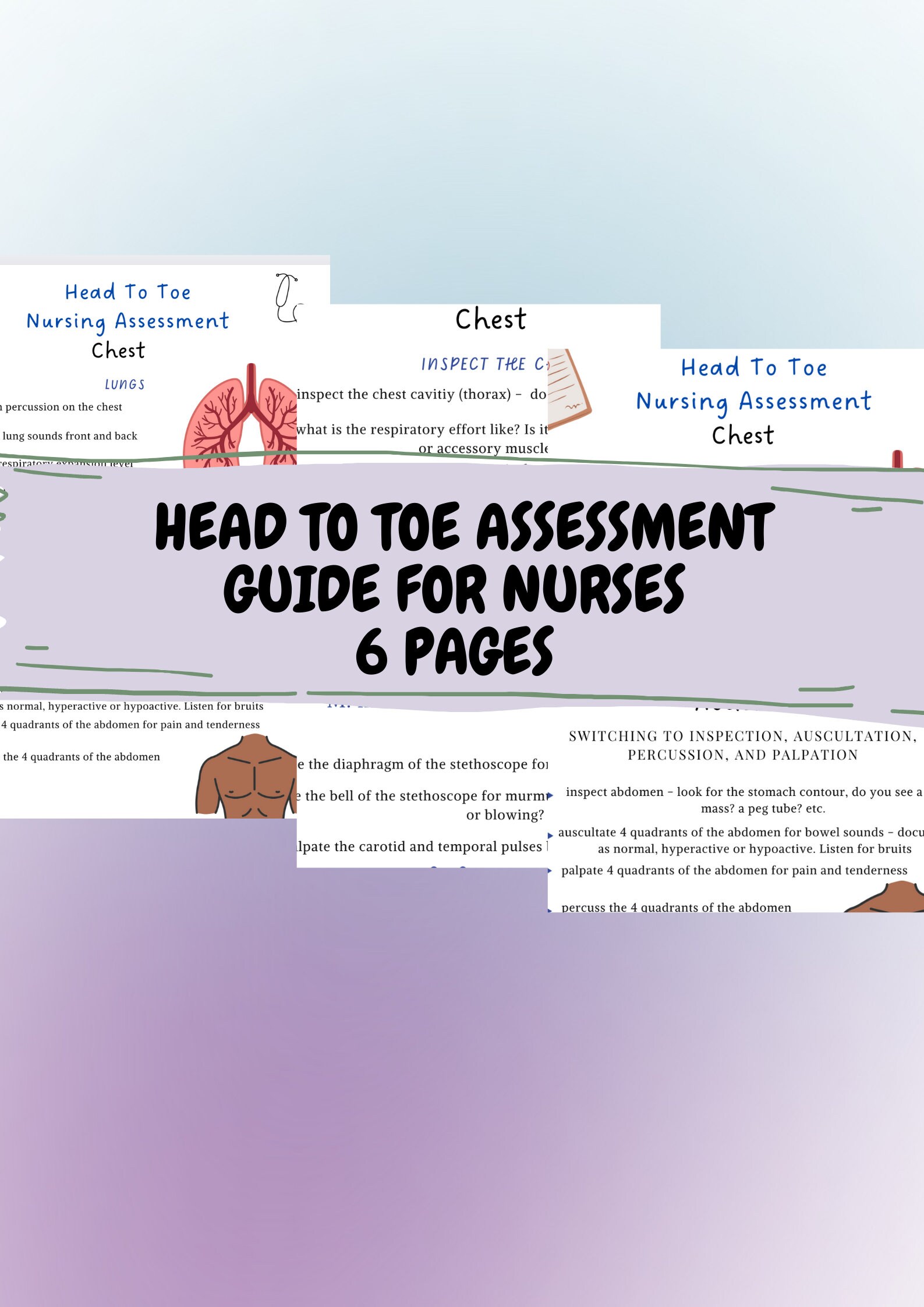 Head to Toe Assessment 6 Pages for Nurses and Nursing Students - Cheat ...