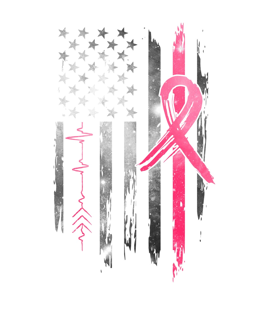 Breast Cancer American Flag Front Back Design Etsy