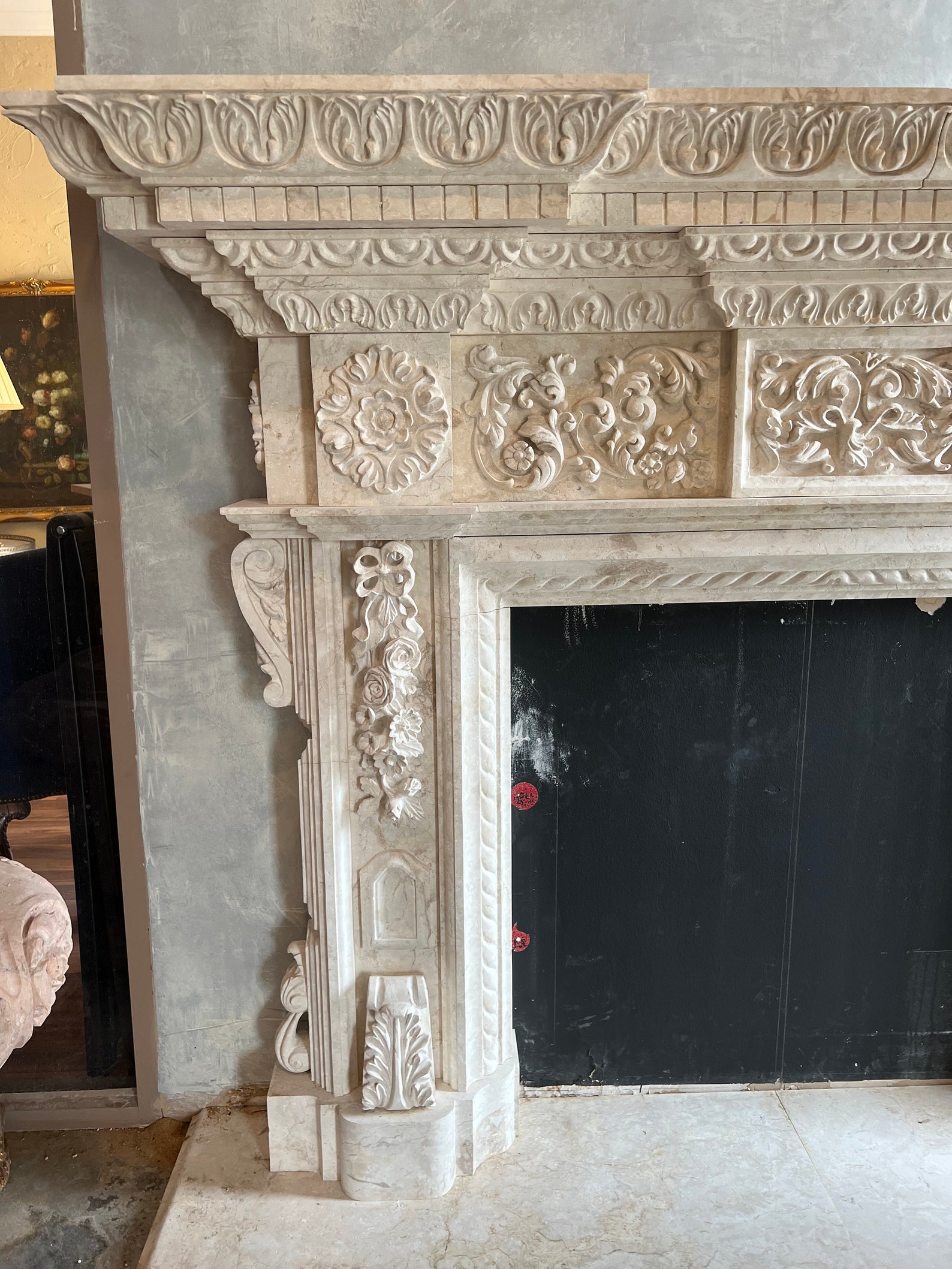 Hand Carved Natural Limestone Fireplace Mantel - Etsy
