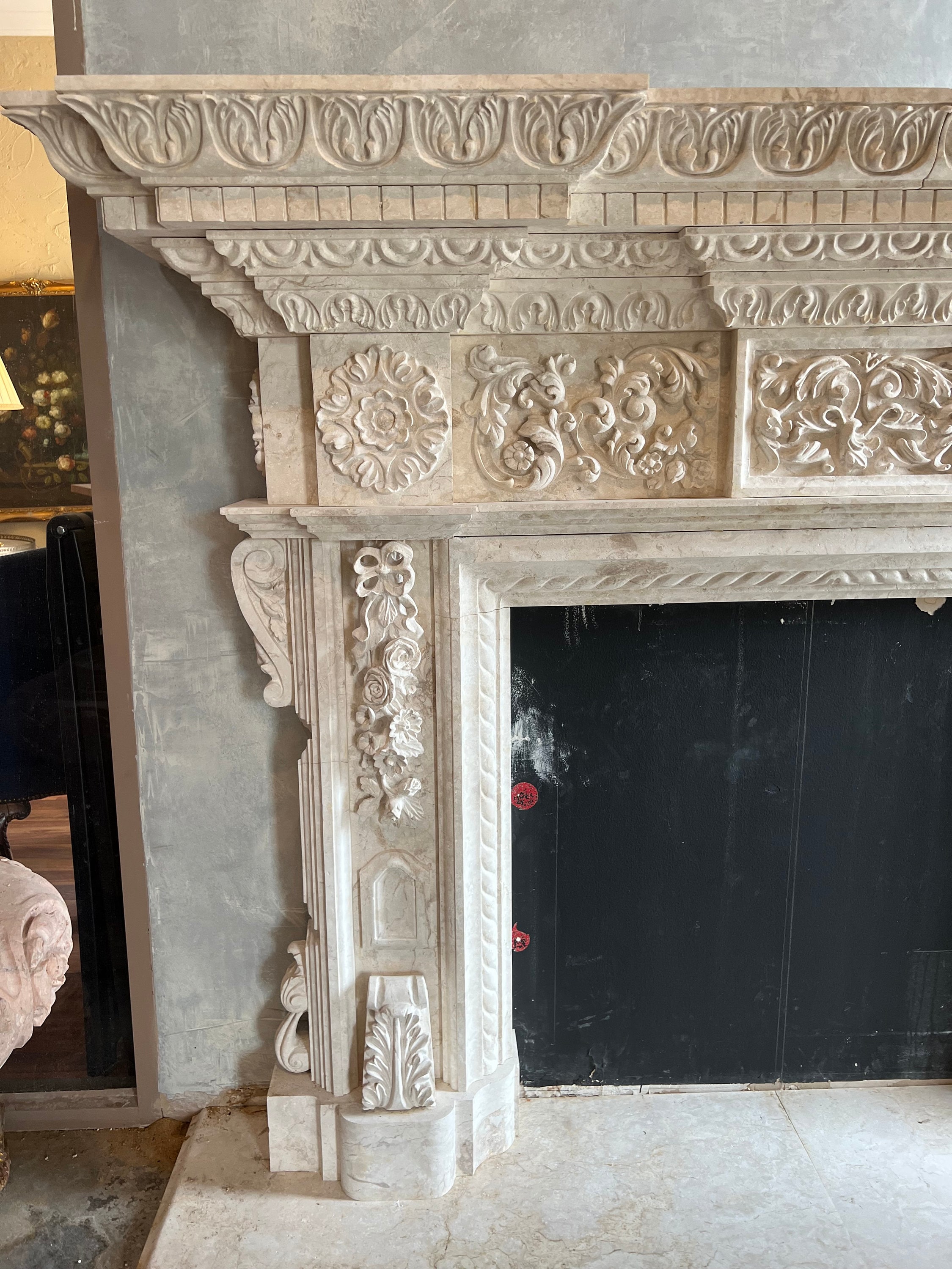 Hand Carved Natural Limestone Fireplace Mantel - Etsy