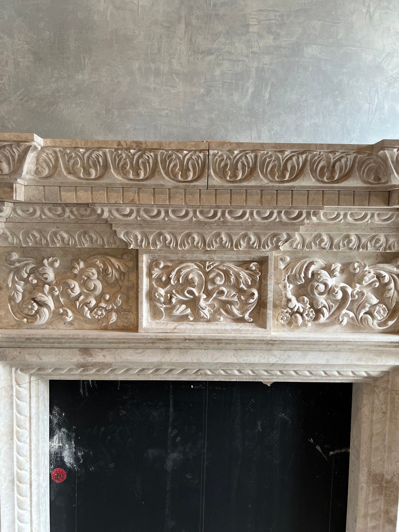 Hand Carved Natural Limestone Fireplace Mantel - Etsy
