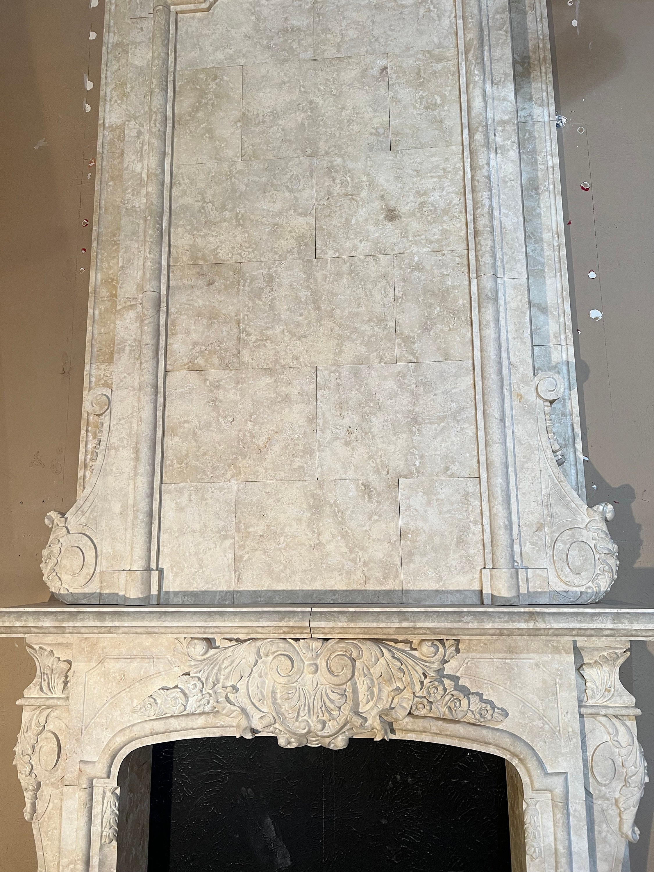 Hand Carved Natural Limestone Fireplace Mantel W/ Overmantel - Etsy