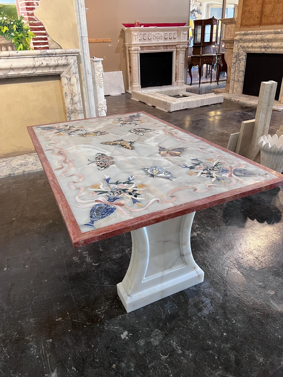 Marble Table W/ Gemstone Inlay and Marble Legs - Etsy