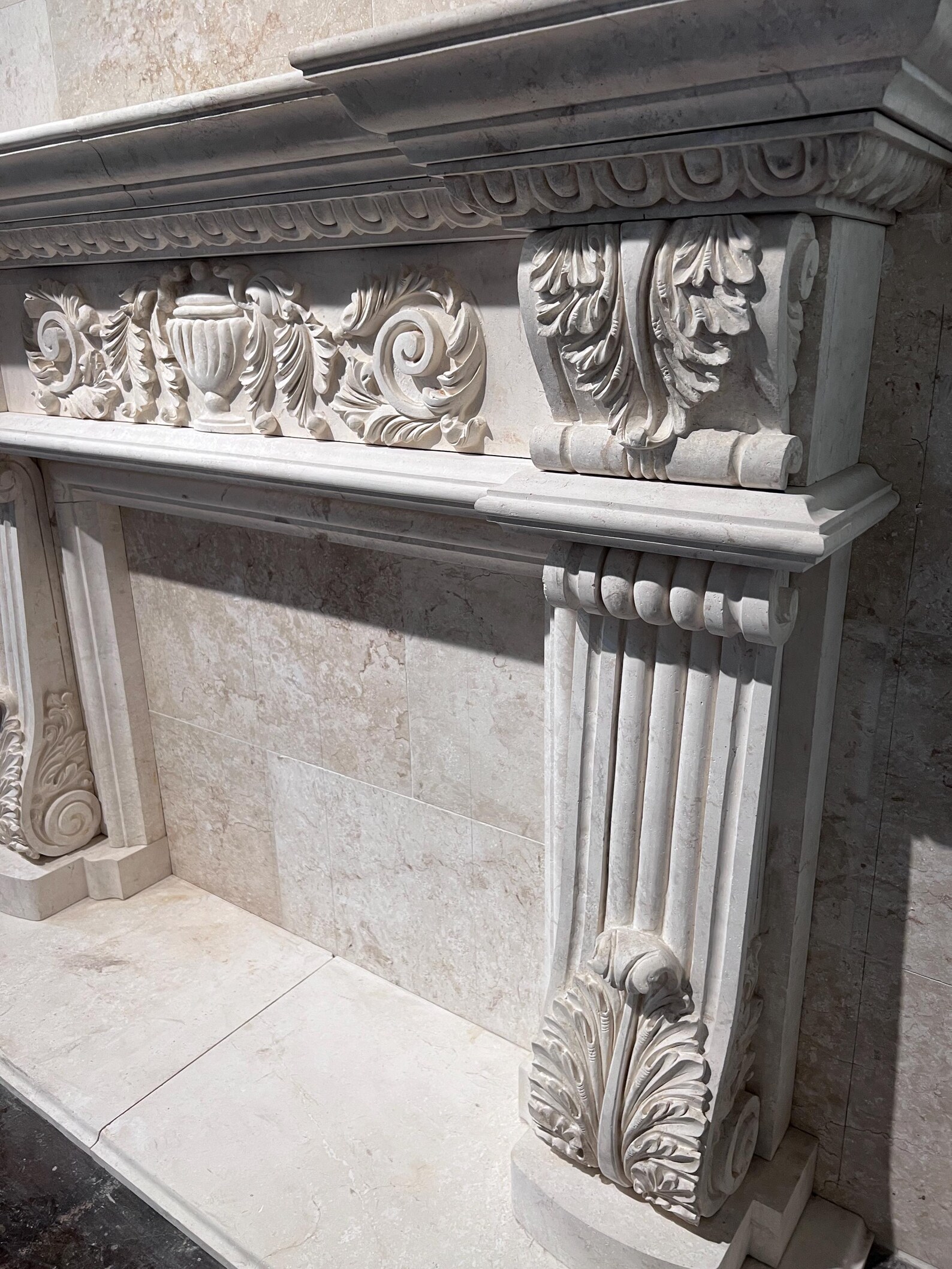 Hand Carved Natural Limestone Fireplace Mantel - Etsy
