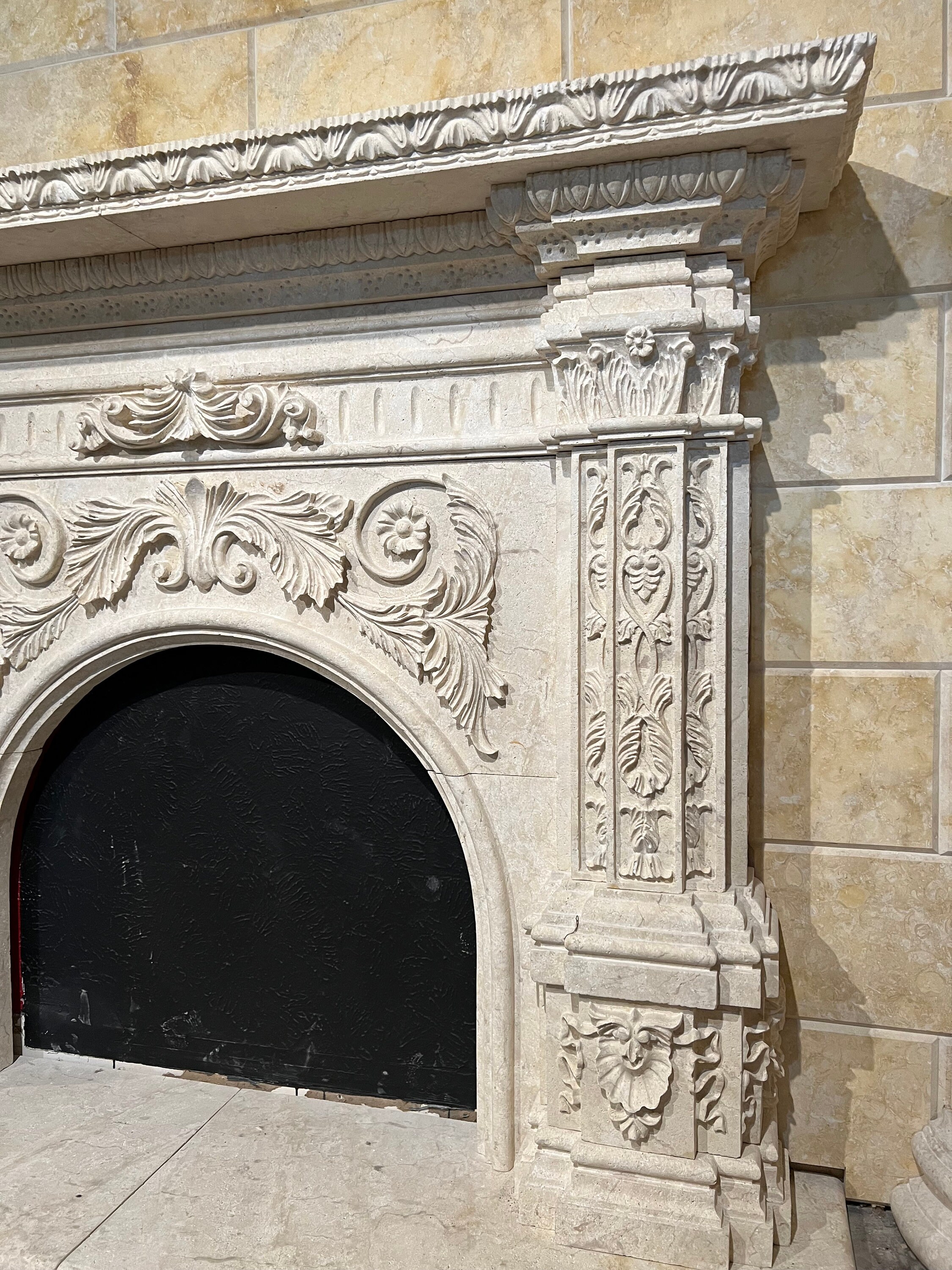 Hand Carved Natural Limestone Fireplace Mantel - Etsy