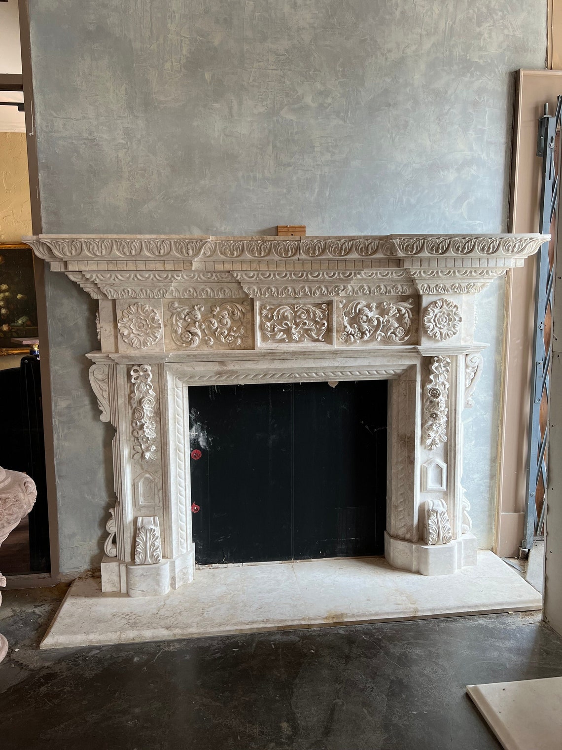 Hand Carved Natural Limestone Fireplace Mantel - Etsy