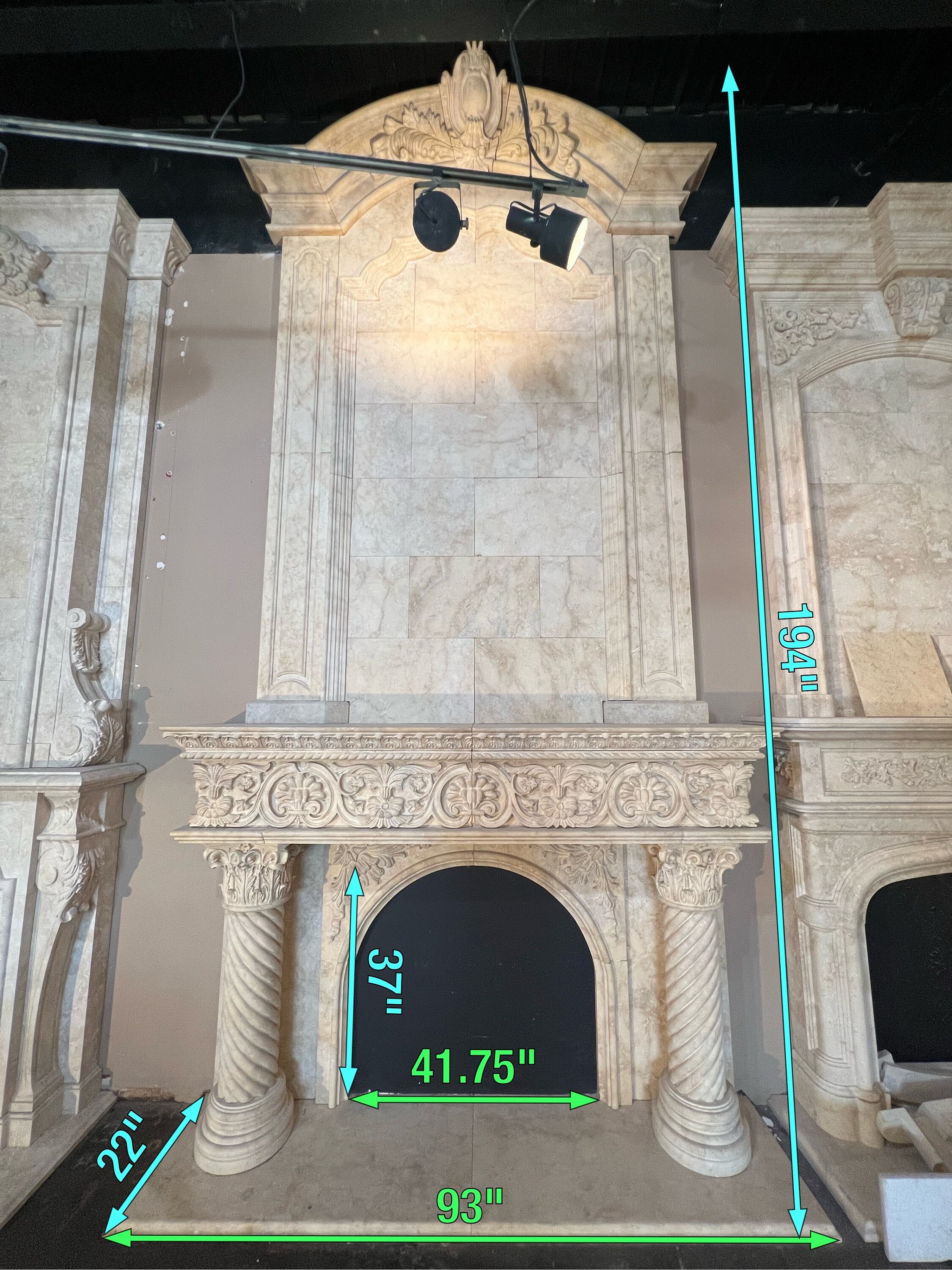 Hand Carved Natural Limestone Fireplace Mantel W/ Overmantel - Etsy
