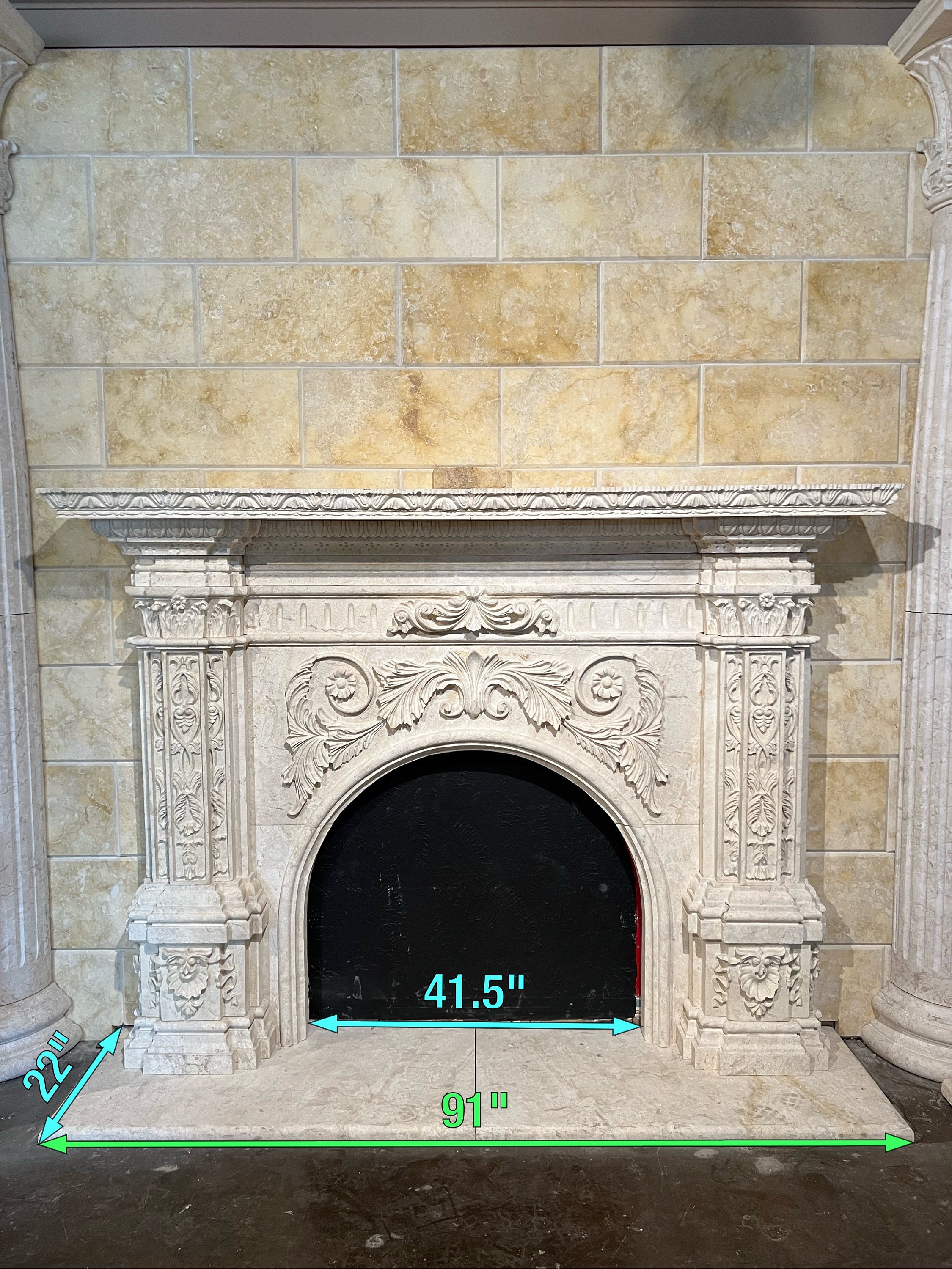 Hand Carved Natural Limestone Fireplace Mantel - Etsy