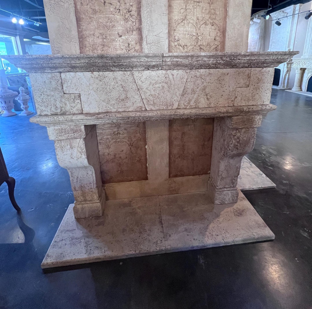 Hand Carved Natural Limestone Fireplace Mantel - Tumbled & Stained - Etsy