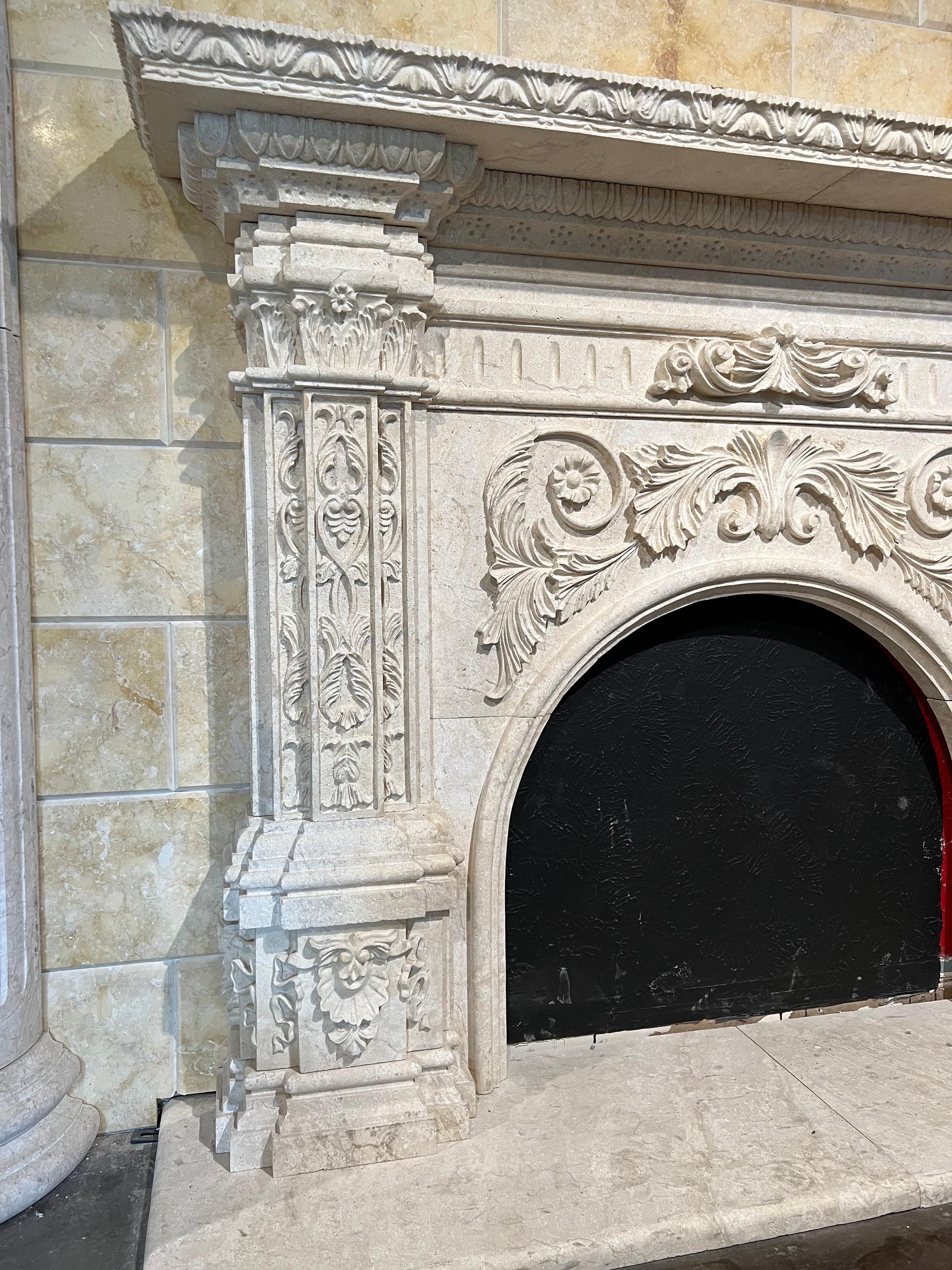 Hand Carved Natural Limestone Fireplace Mantel - Etsy