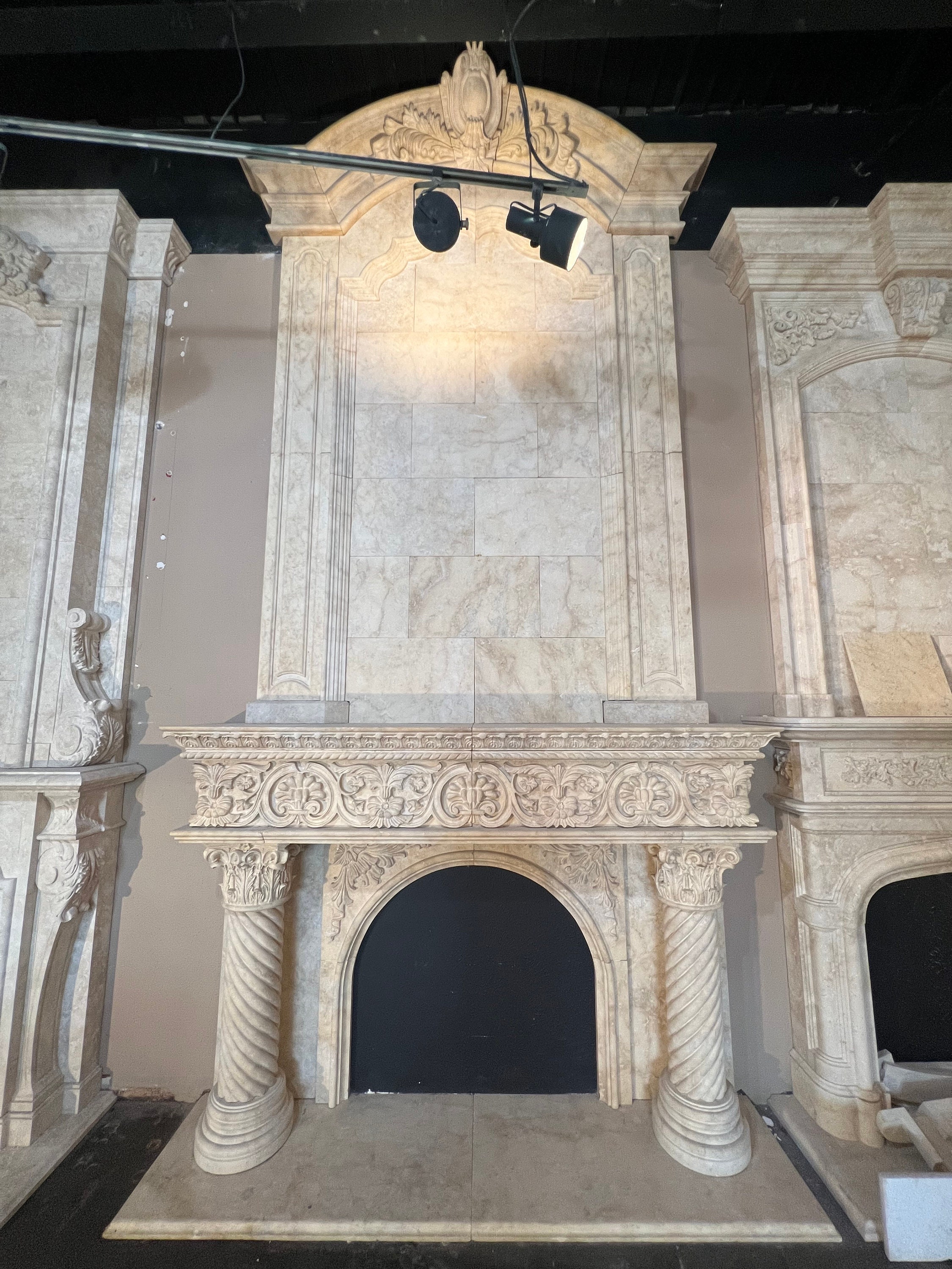 Hand Carved Natural Limestone Fireplace Mantel W/ Overmantel - Etsy