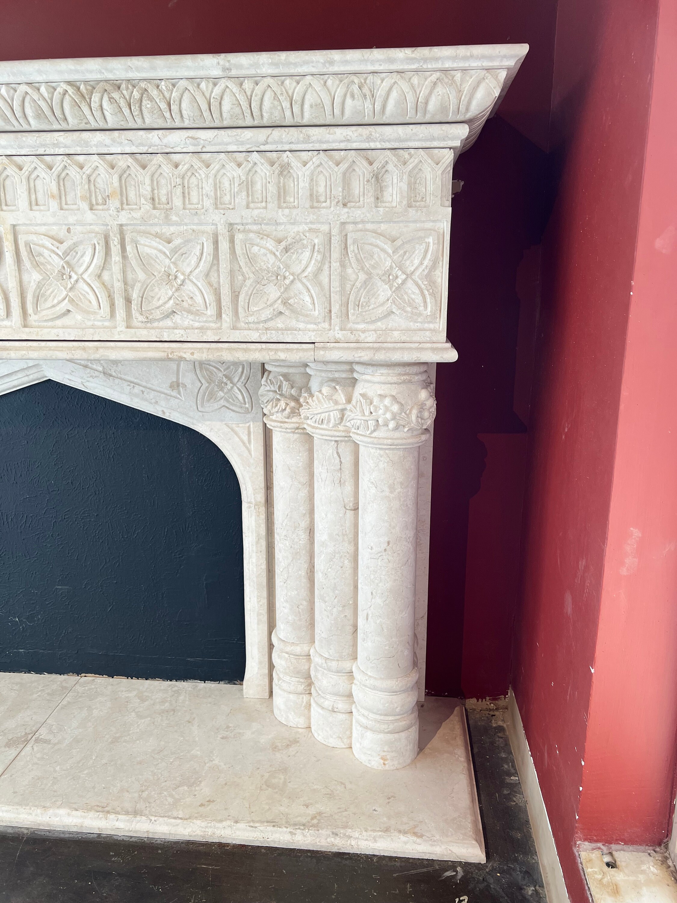 Hand Carved Natural Limestone Fireplace Mantel - Etsy