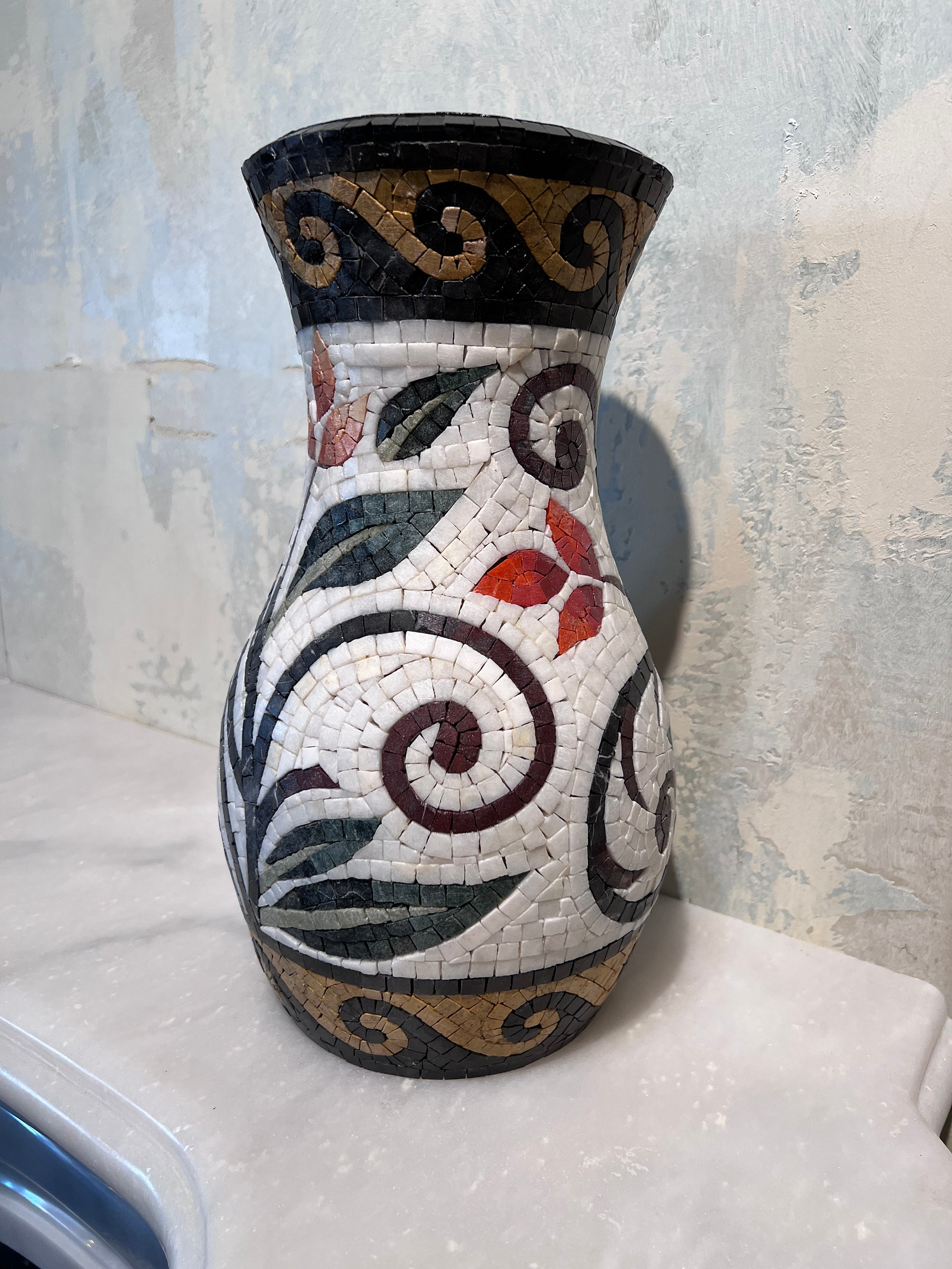 Hand Made Marble Mosaic Vase - Etsy