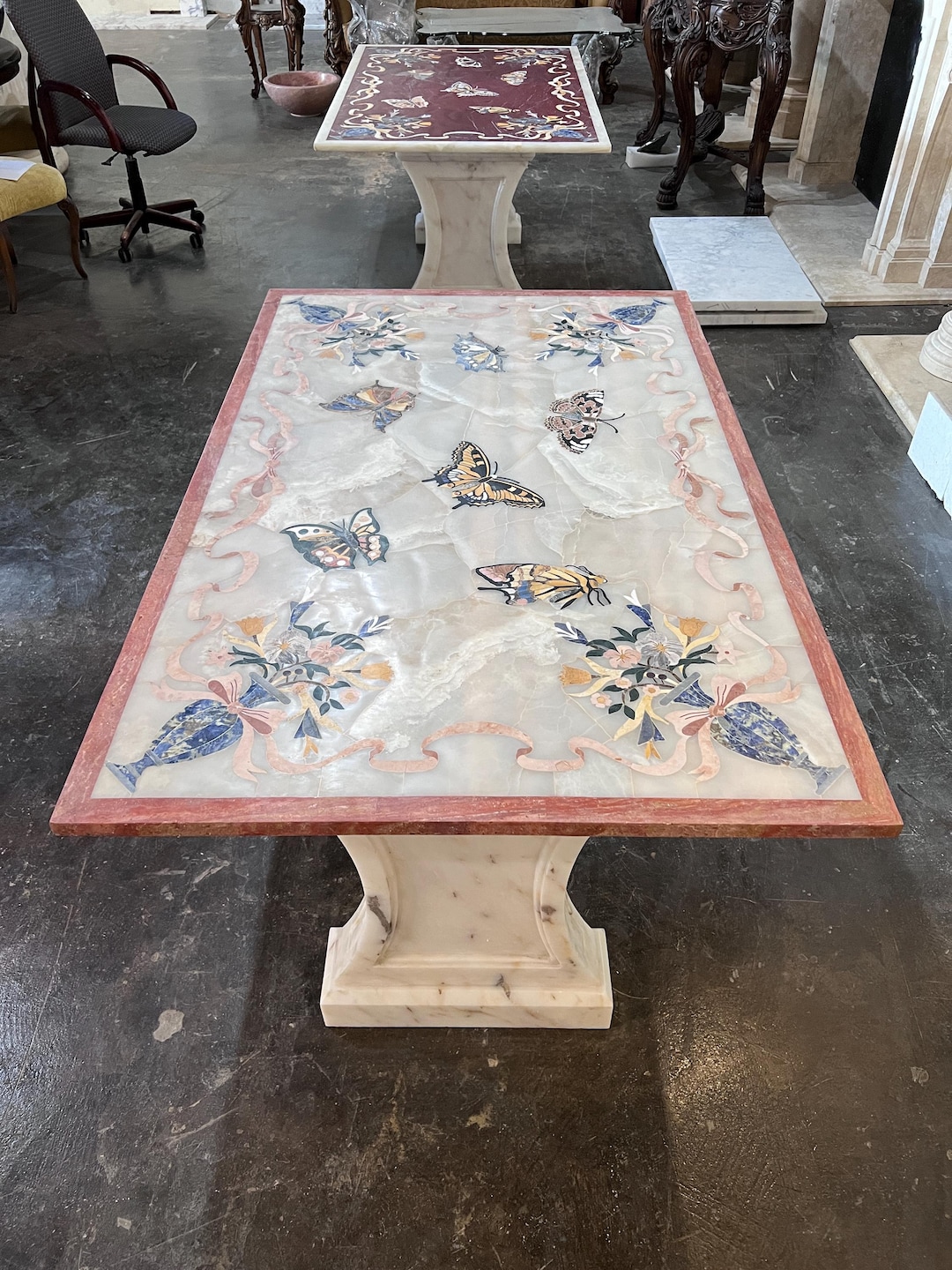 Marble Table W/ Gemstone Inlay and Marble Legs - Etsy