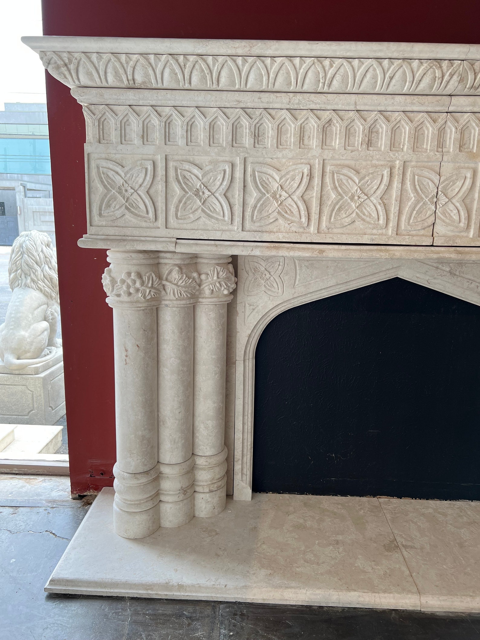 Hand Carved Natural Limestone Fireplace Mantel - Etsy