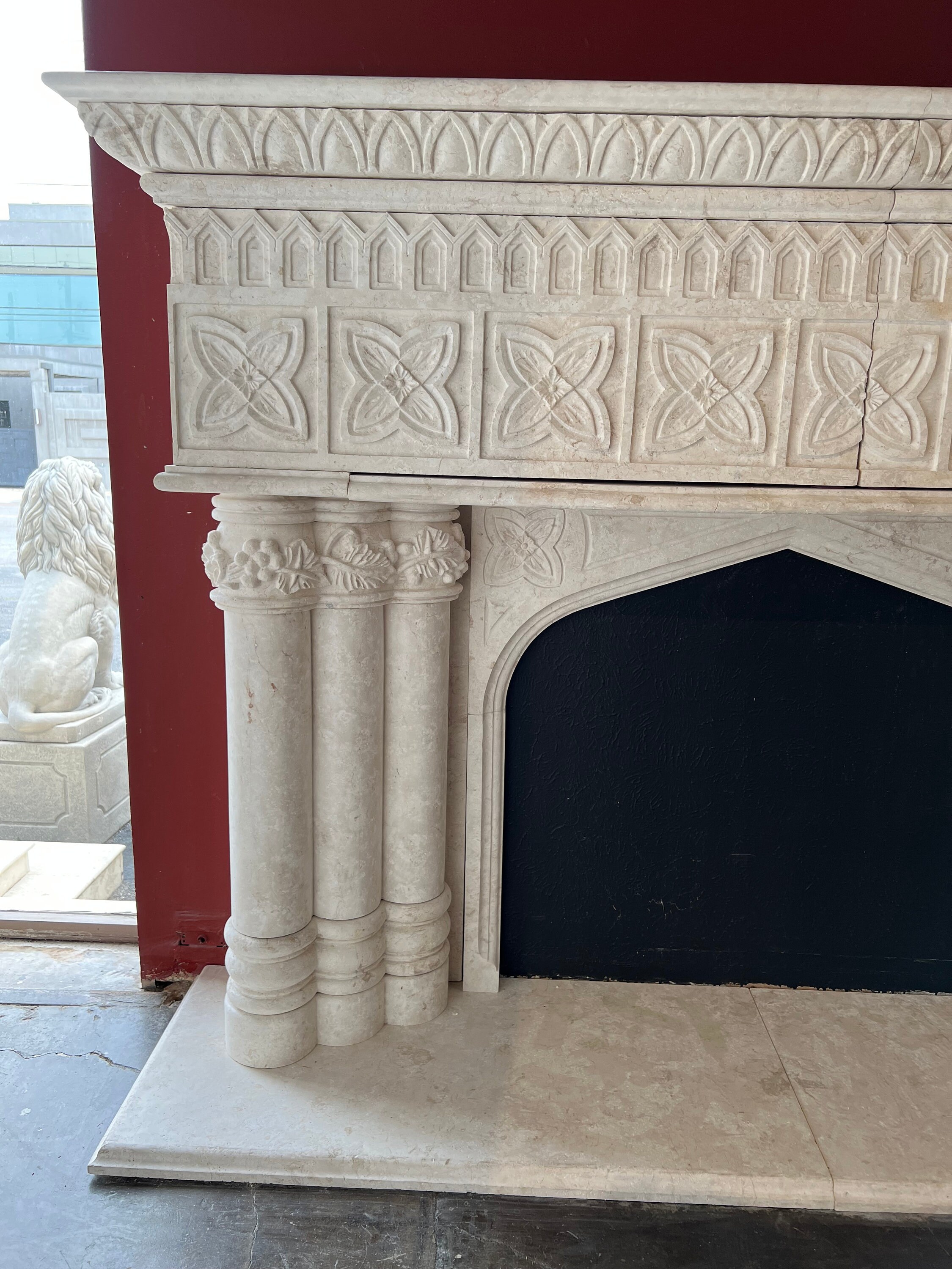 Hand Carved Natural Limestone Fireplace Mantel - Etsy