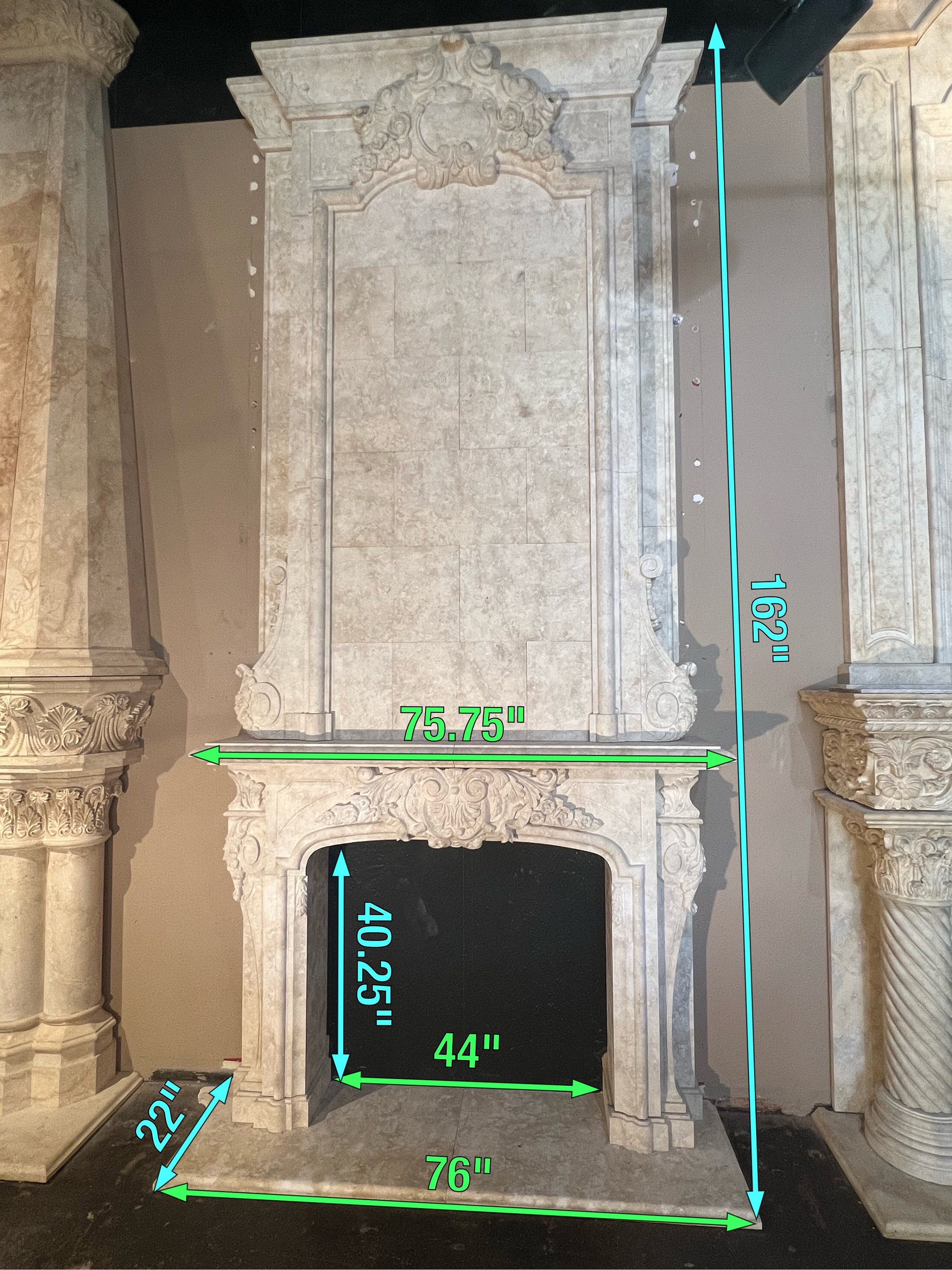 Hand Carved Natural Limestone Fireplace Mantel W/ Overmantel - Etsy