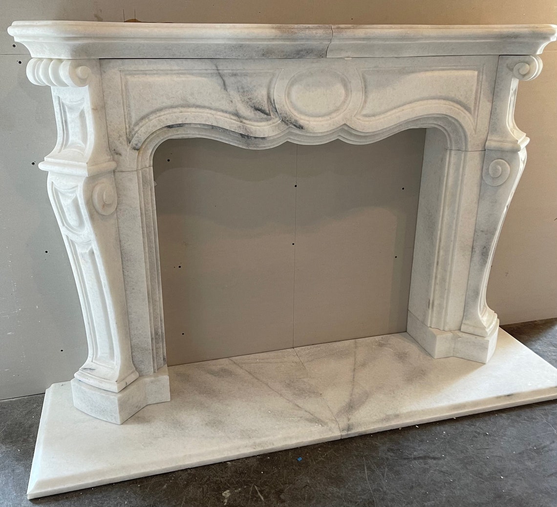 Hand Carved Natural Marble Fireplace Mantel - Etsy