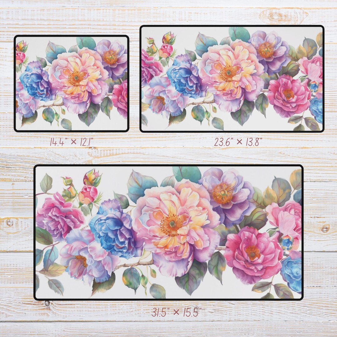 Floral Tree Desk Mat, Nature Desk Mat, Watercolor Painting Desk Mat ...