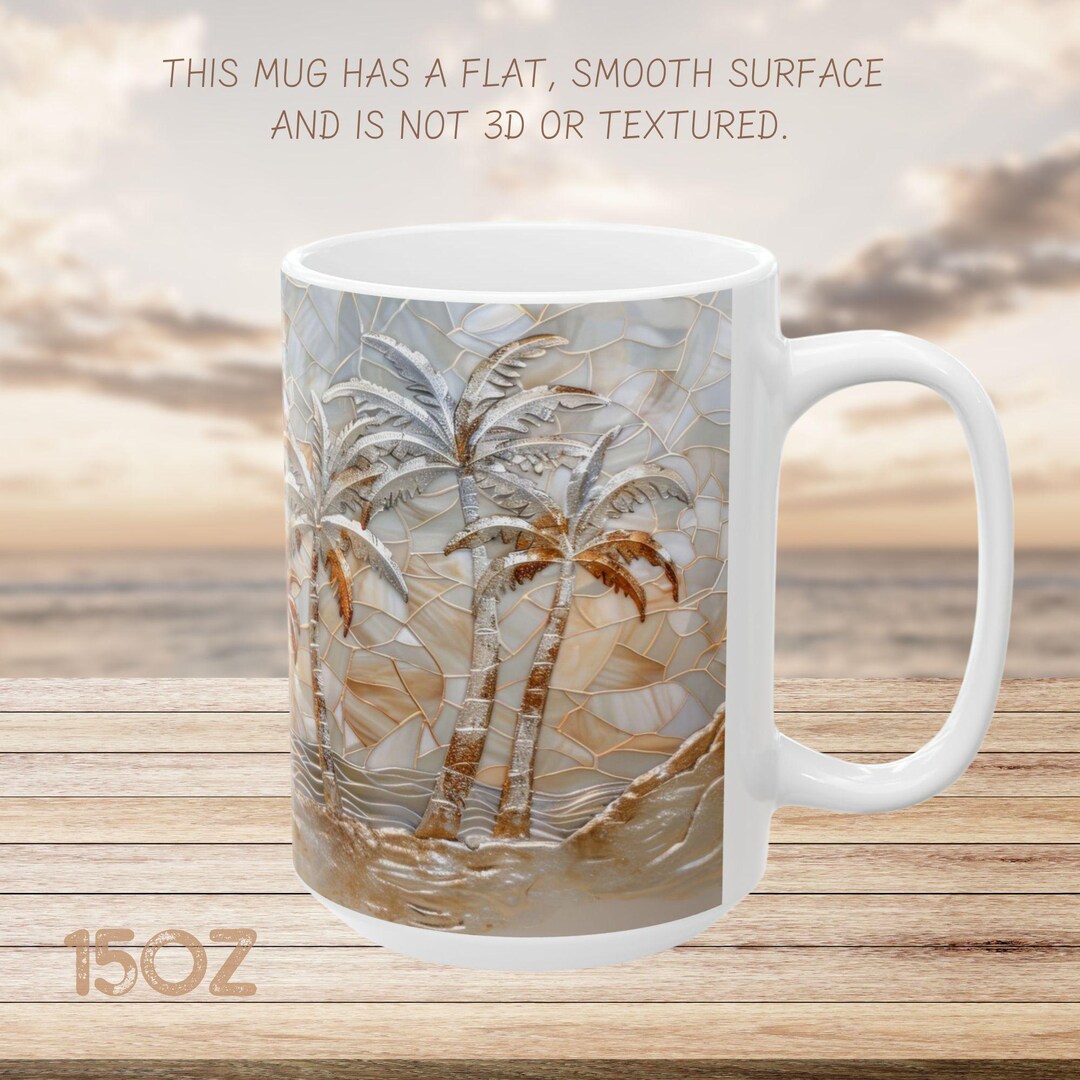 Golden Palm Tree Mug: Coastal Beach House Coffee Cup - Etsy