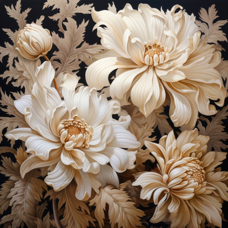 Printable White Flowers Painting, Wall Art, Home Deco, Flower Still ...