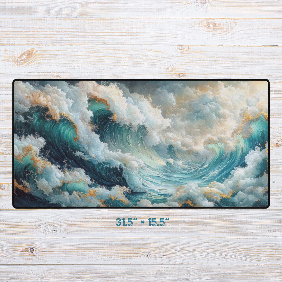 Stormy Sea Desk Mat, Large Mouse Pad, Ocean Desk Decor, Sea Waves Mouse ...