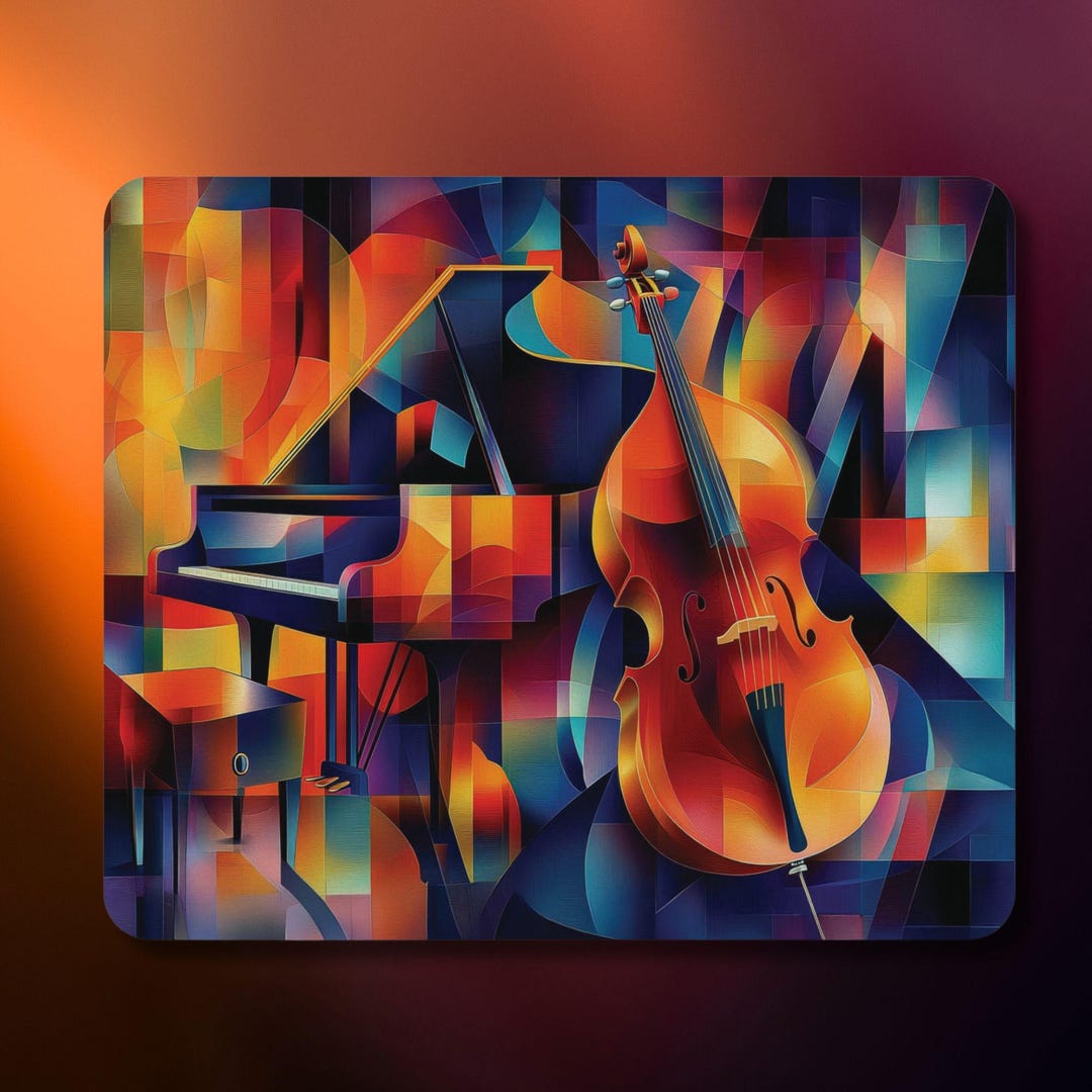 Modern Jazz Mouse Pad, Abstract Music Art, Piano Cello Design, Jazz ...