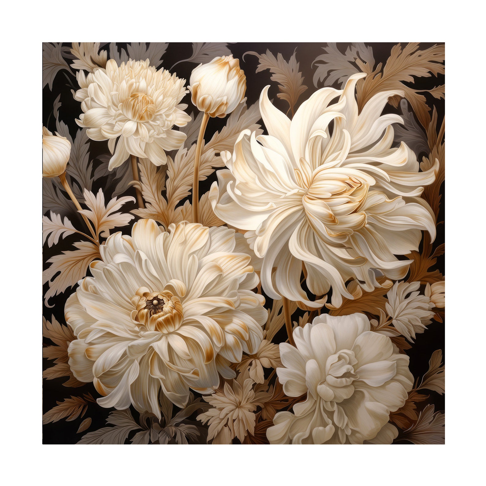 Printable White Flowers Painting, Wall Art, Home Deco, Flower Still ...