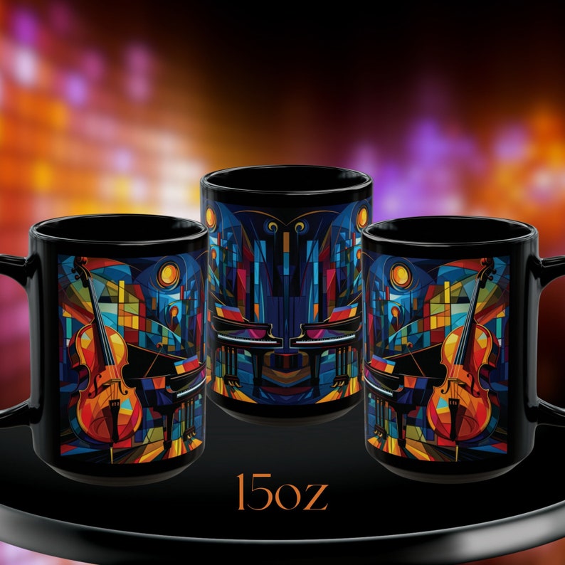 Abstract Jazz Nightclub Mug – Piano Bass Music Lover Coffee Cup, Music ...
