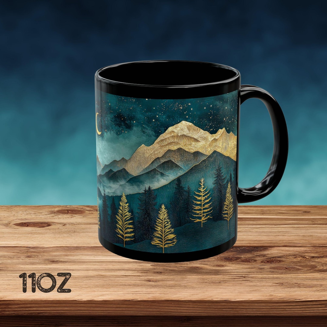 Mountain Coffee Mug, Forest Tea Cup, Rustic Woodland Mug, Nature Lover ...
