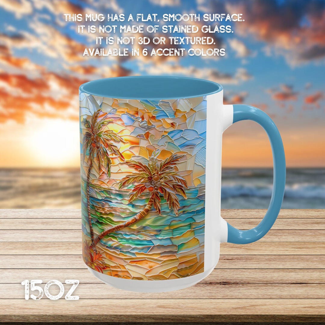 Tropical Stained Glass Style Coffee Mug, Palm Tree Mug, Beach House ...