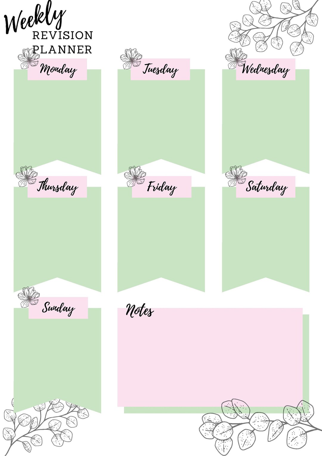 A Digital Weekly Revision Planner - Etsy
