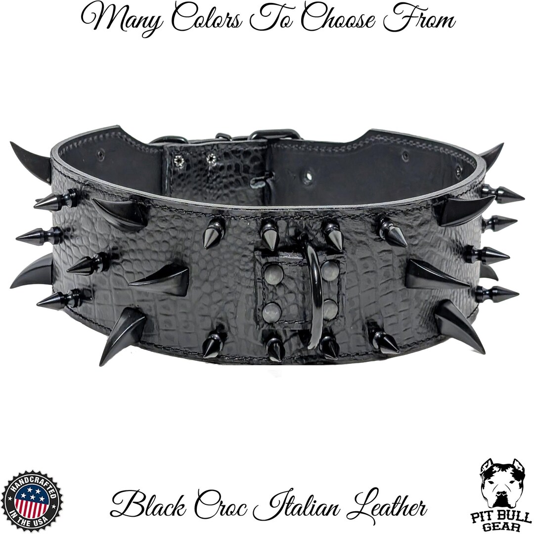 Spiked Leather Dog Collar, Custom Made Leather Dog Collar, Leather ...