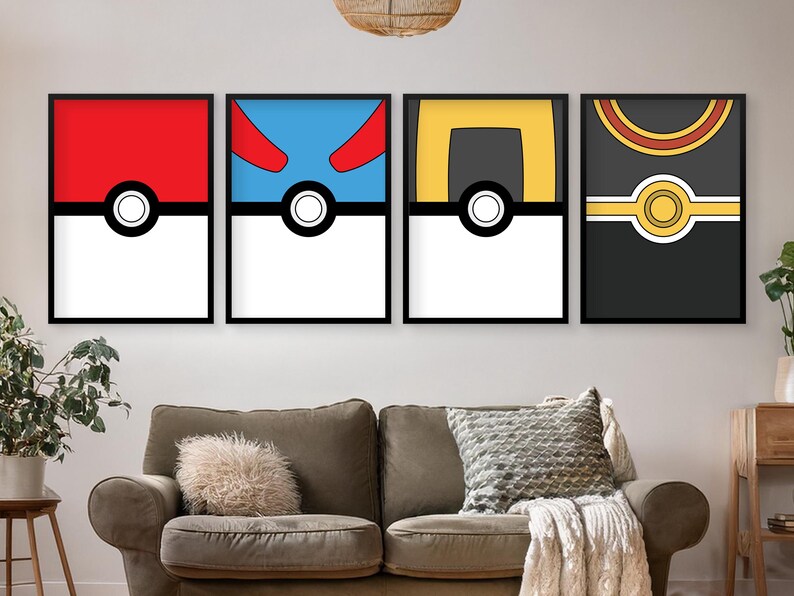 Pokemon Poke Ball Poster Set, Gaming Room Decor (digital Download) - Etsy