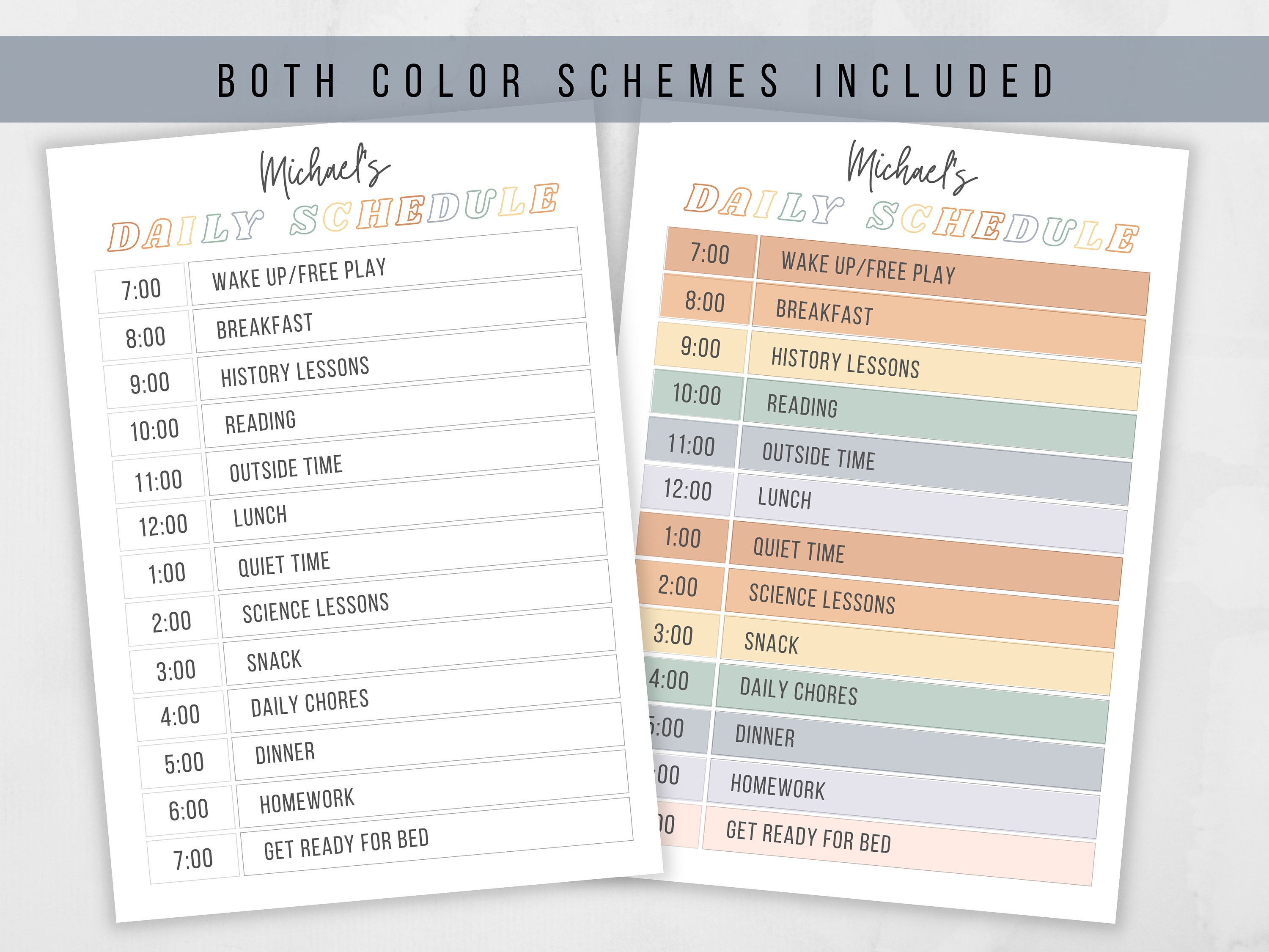 Printable Editable Kids Daily Schedule | Homeschool Schedule | Daily ...