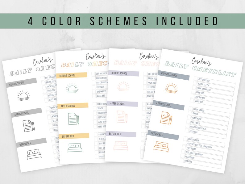 Editable Kids Daily Routine Checklist | Back to School Routine | Chore ...