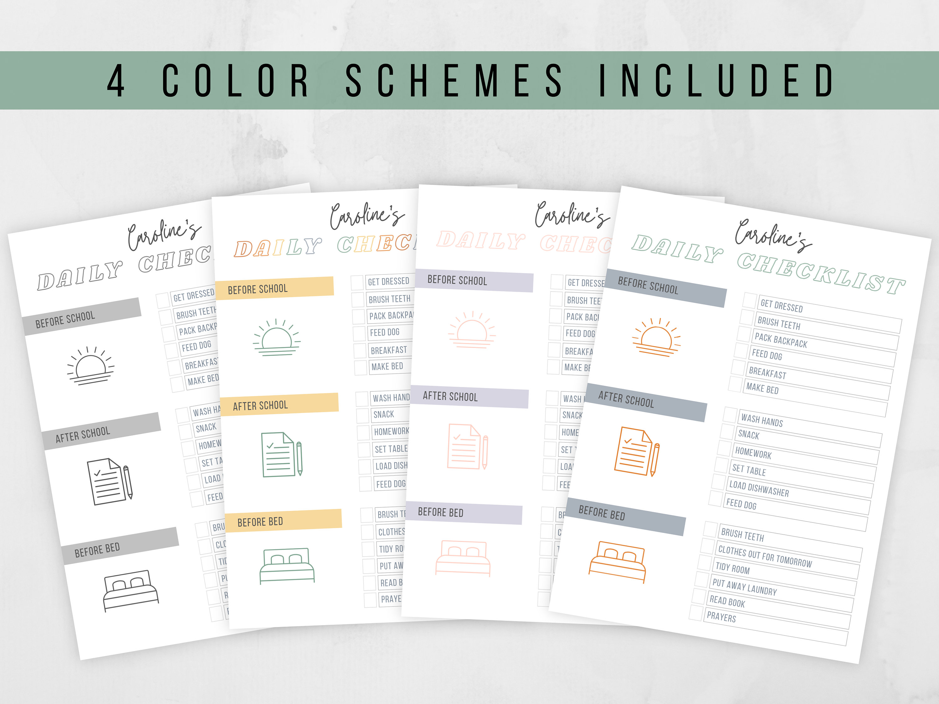 Editable Kids Daily Routine Checklist | Back to School Routine | Chore ...