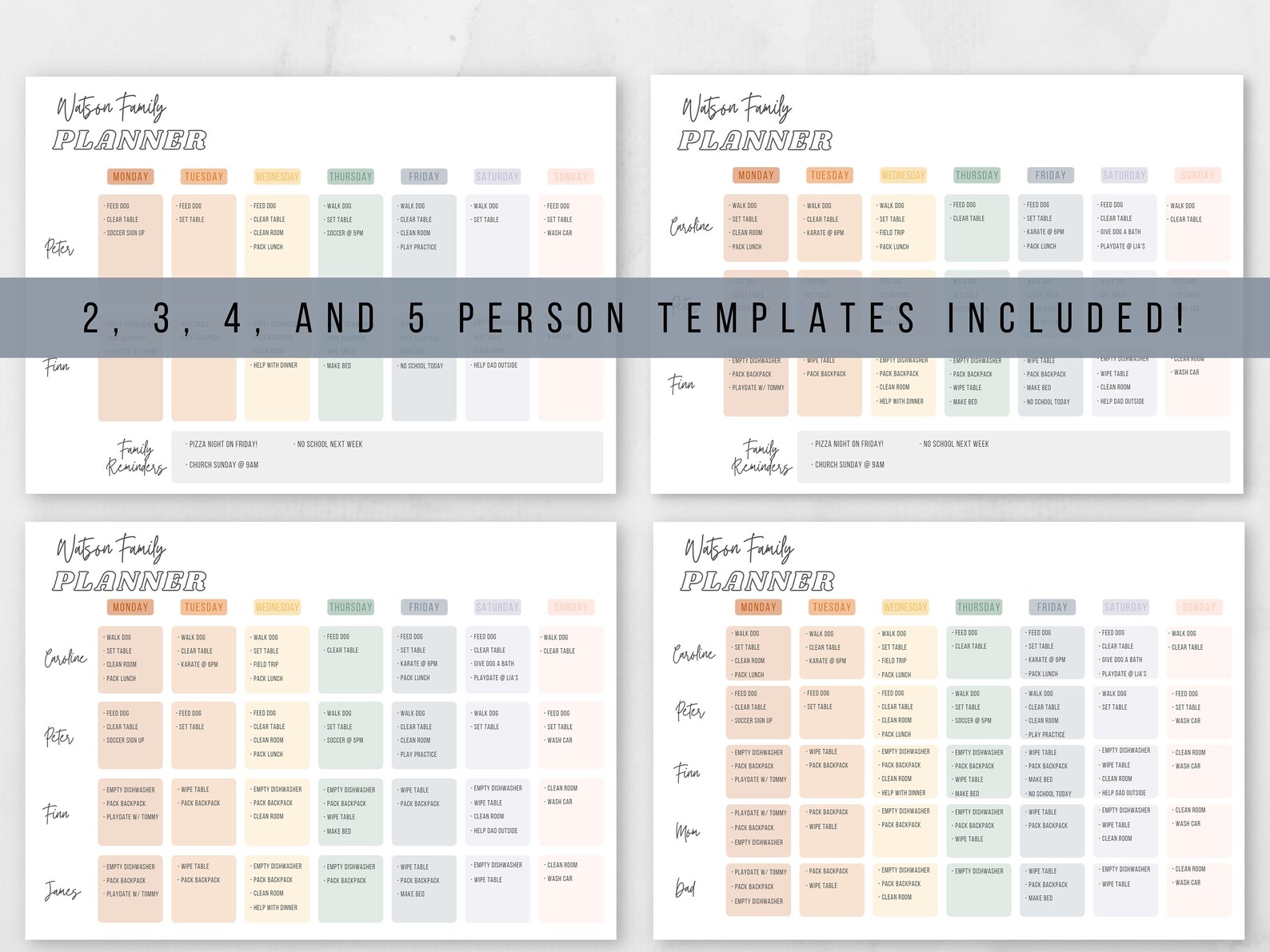Printable Editable Family Planner | Digital Instant Download | Weekly ...