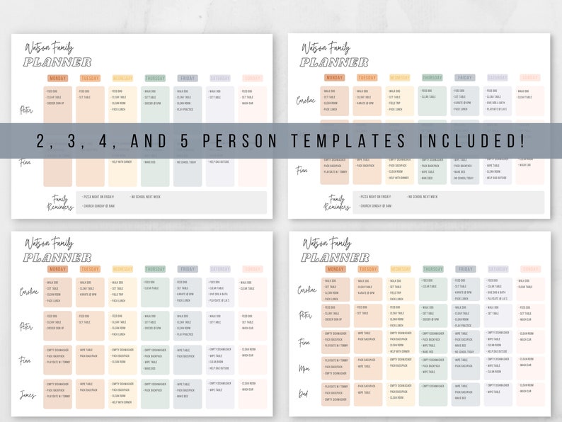 Printable Editable Family Planner | Digital Instant Download | Weekly ...
