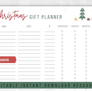 Christmas Gift Tracker, Holiday Planner, Christmas Planner, Christmas ...
