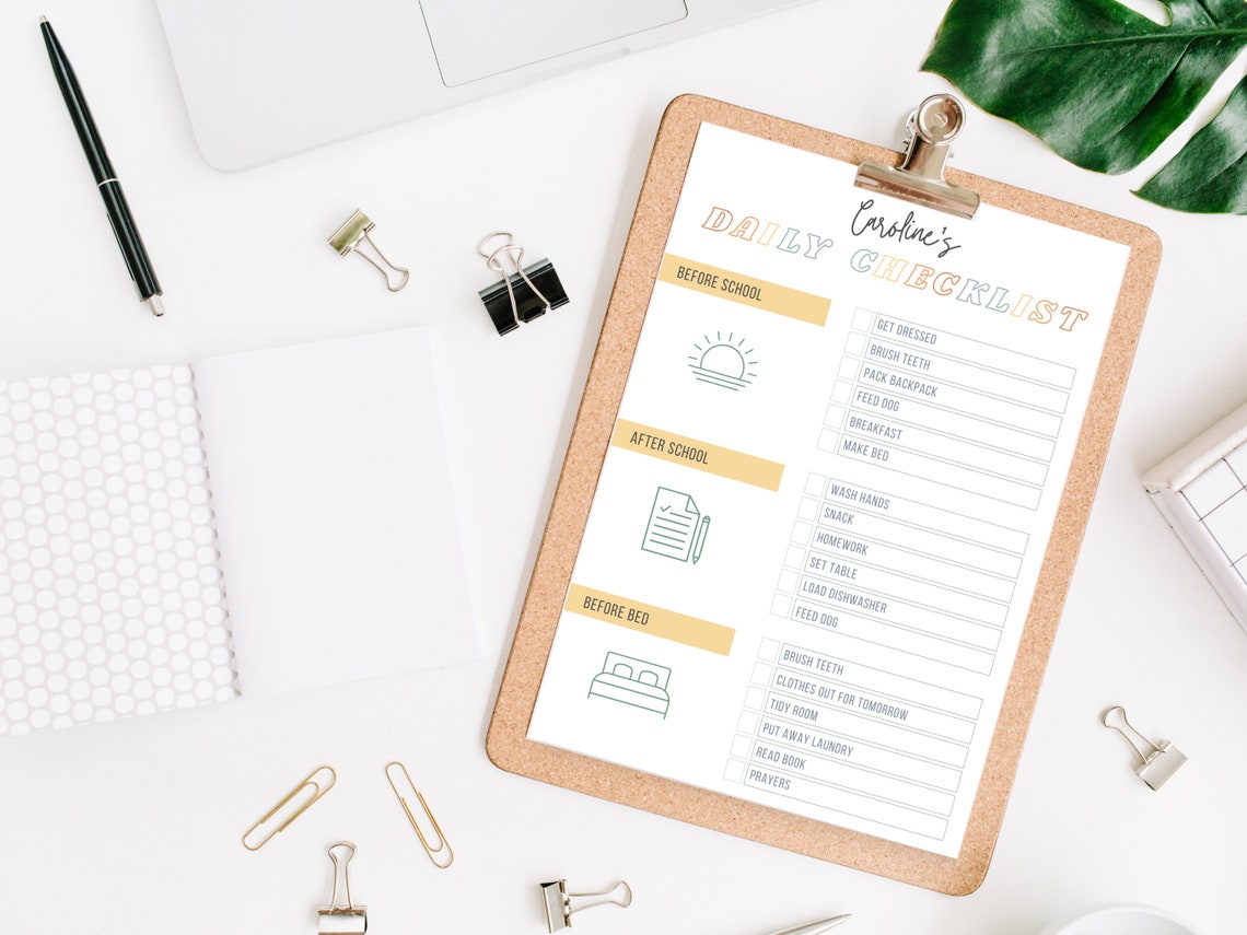 Editable Kids Daily Routine Checklist Back to School Routine - Etsy