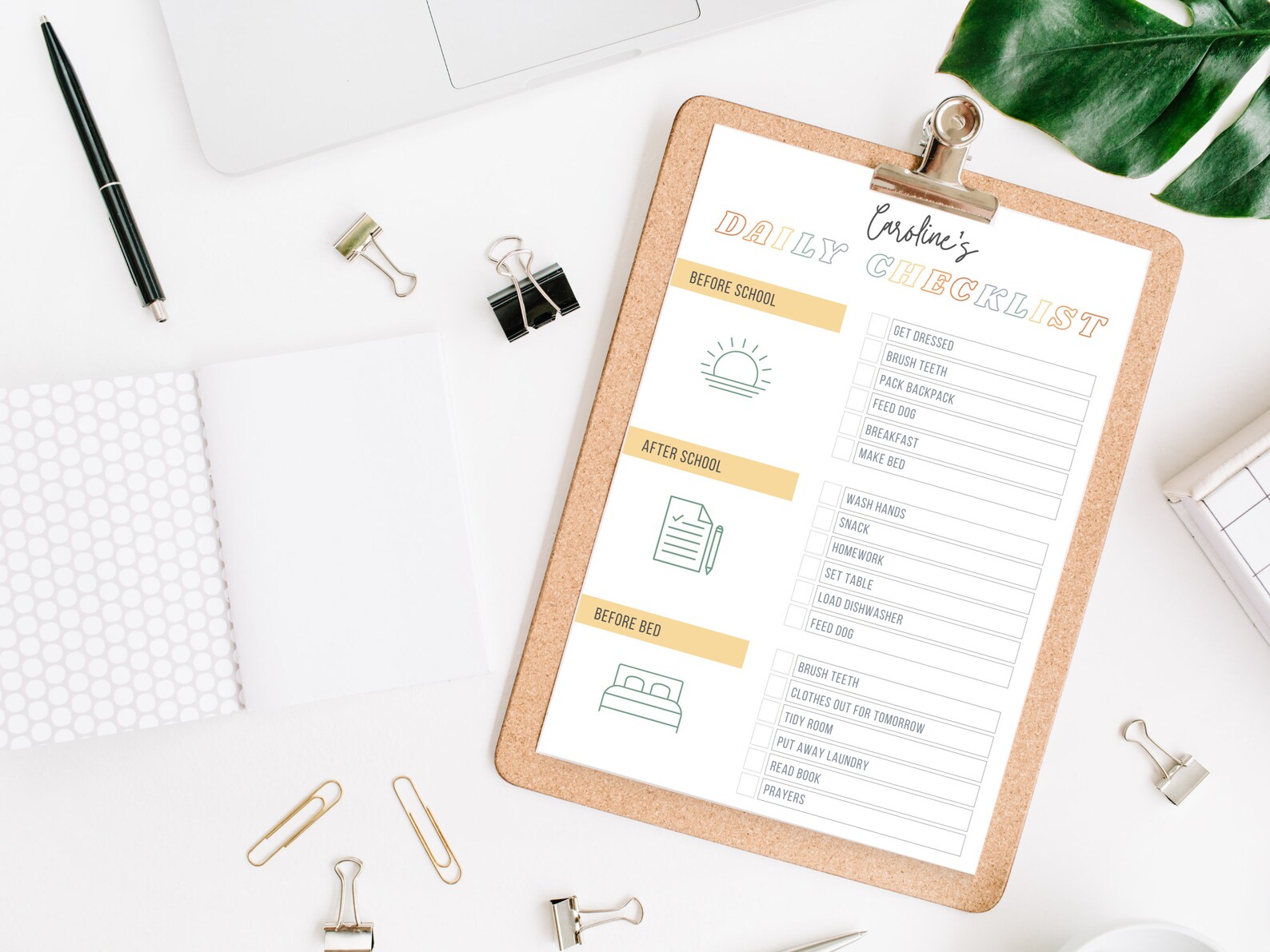 Editable Kids Daily Routine Checklist | Back to School Routine | Chore ...