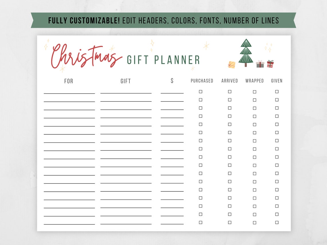 Christmas Gift Tracker, Holiday Planner, Christmas Planner, Christmas ...
