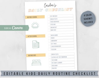 Editable Chore Charts, Printable Canva Family and Kids Chore Chart ...