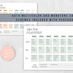 Printable Editable Family Planner | Digital Instant Download | Weekly ...